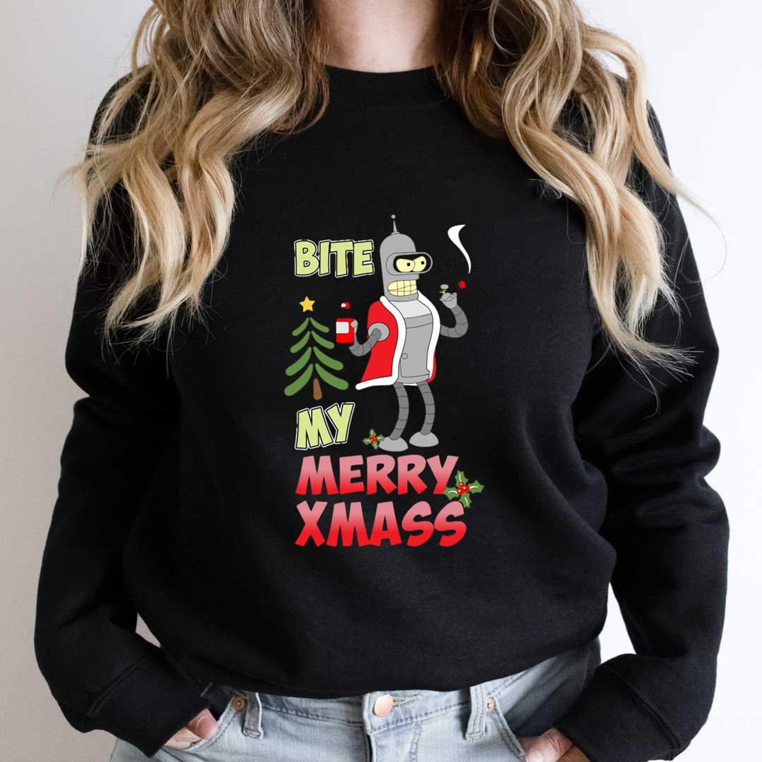 Bite My Merry Xmas Funny Gingerbread Man Holiday Quote Graphic SW1532 ...