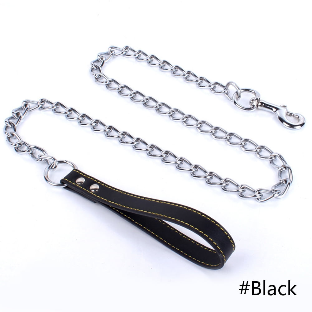 Bite Proof Heavy Duty Chain Dog Leash Pet Metal Lead Handle Trigger ...