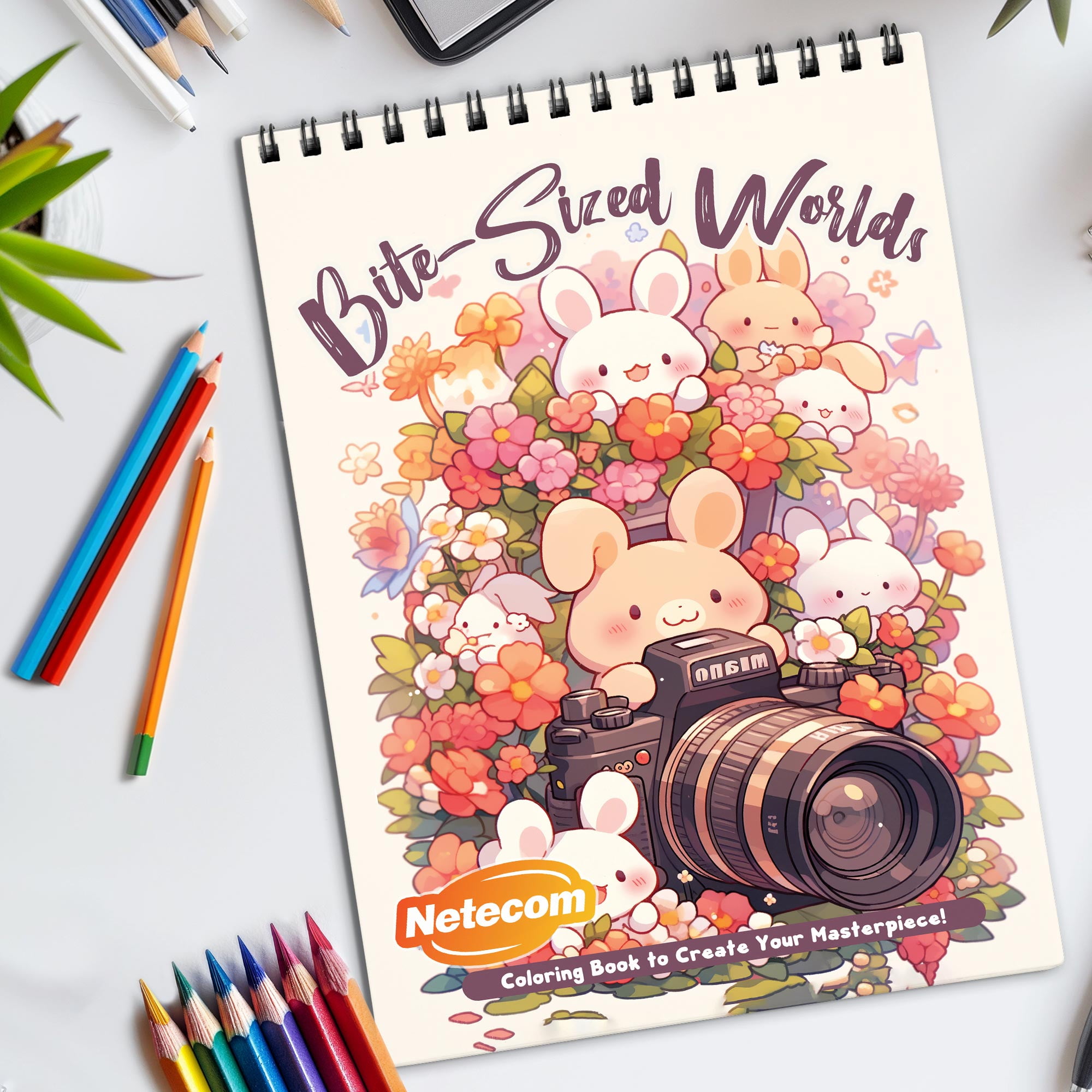 Bite-Sized Worlds Spiral Bound Coloring Book, Miniature Worlds for a Detailed and Delightful Art ...