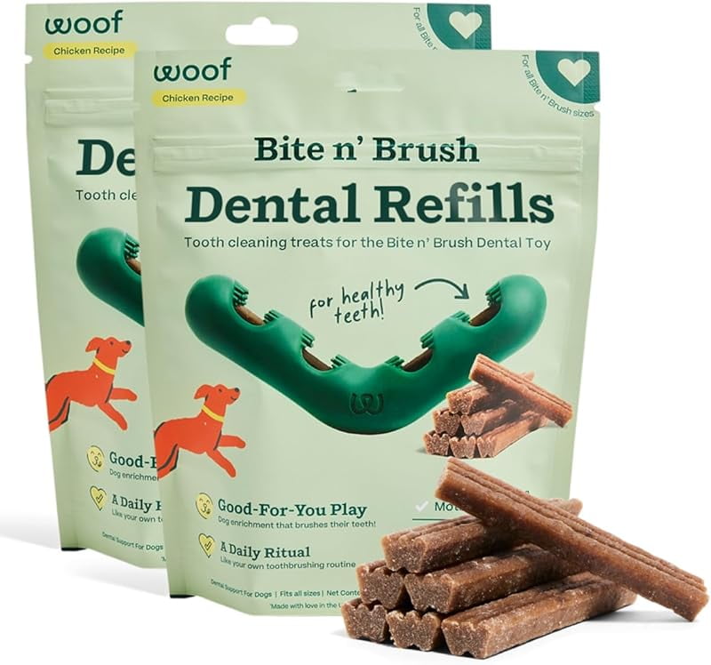 Bite n' Brush Refills for The Dog Toothbrush Toy - Scrub Plaque and ...
