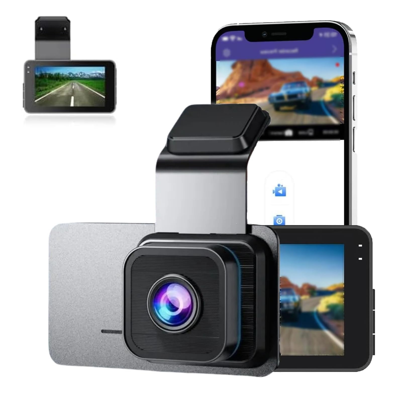 Biteblom Dashcam, HD Dash Cam with WiFi & GPS, Biteblom Wireless Dash ...