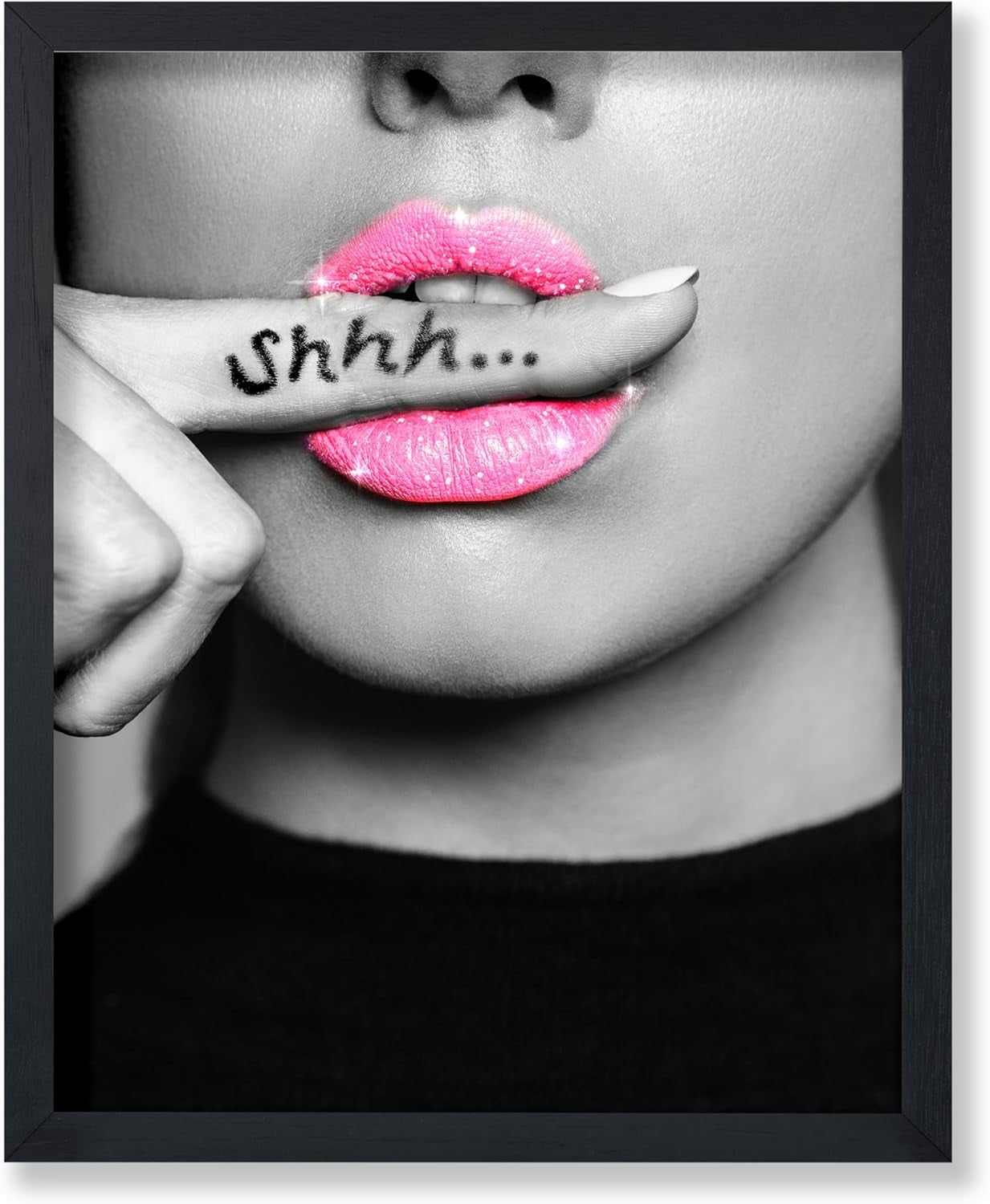 Biting Finger Poster - Pink Lips Print - Fashion Art - Modern Art ...