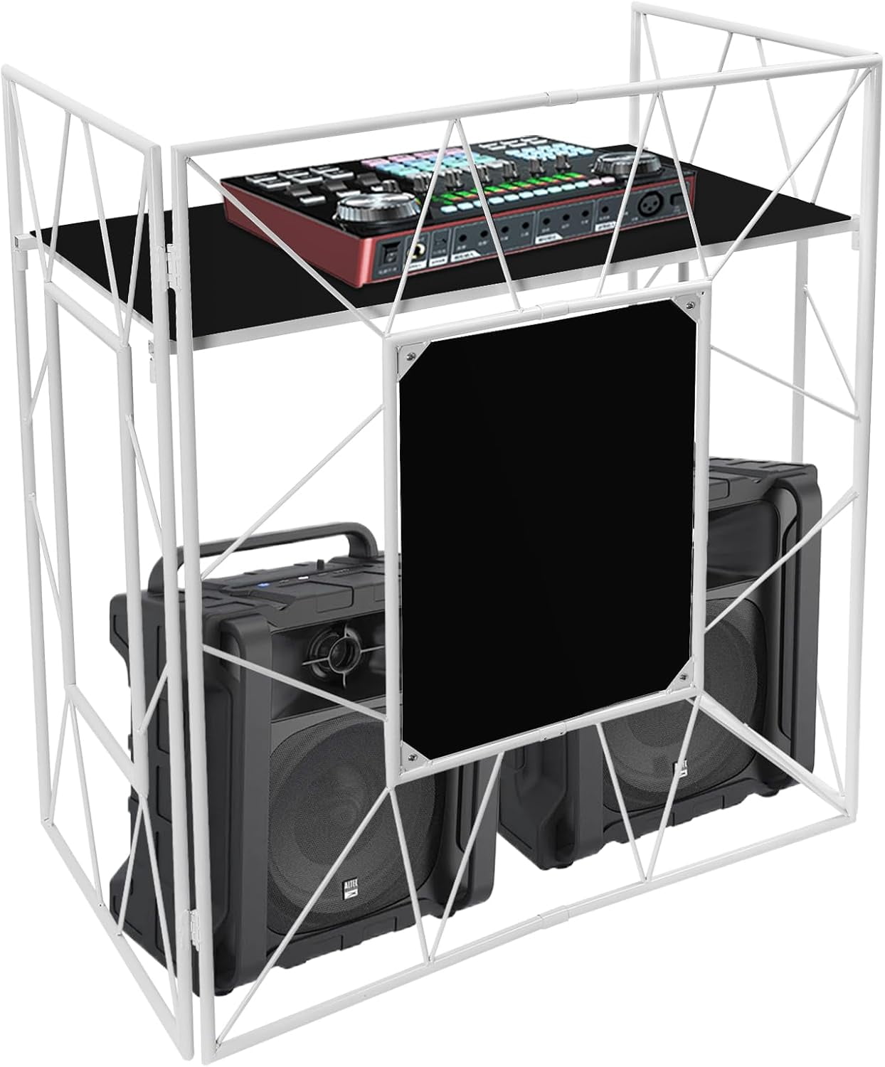 Bitodd Open DJ Display Stand, Standing Event Booth Facade with Storage ...