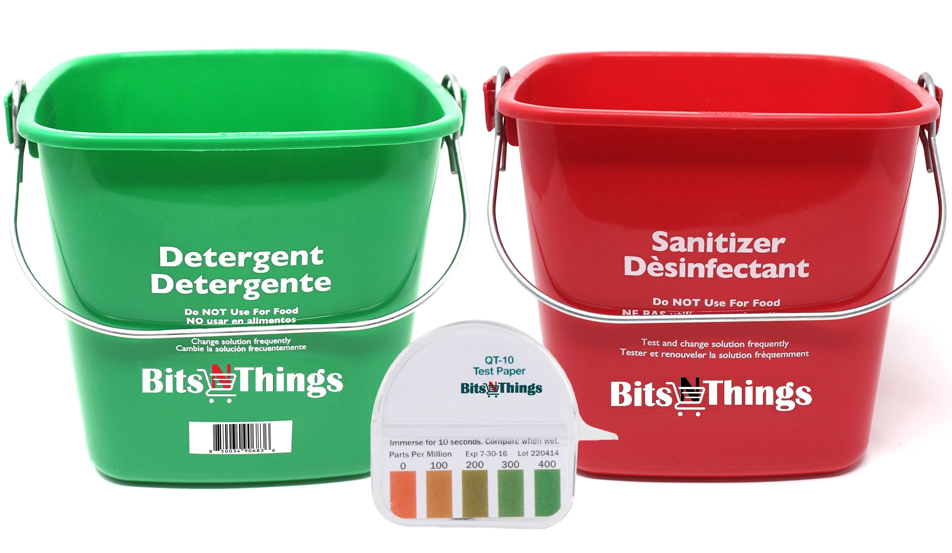 Bits N Things Cleaning Pails - Red Sanitizing (1), Green Detergent (1 ...