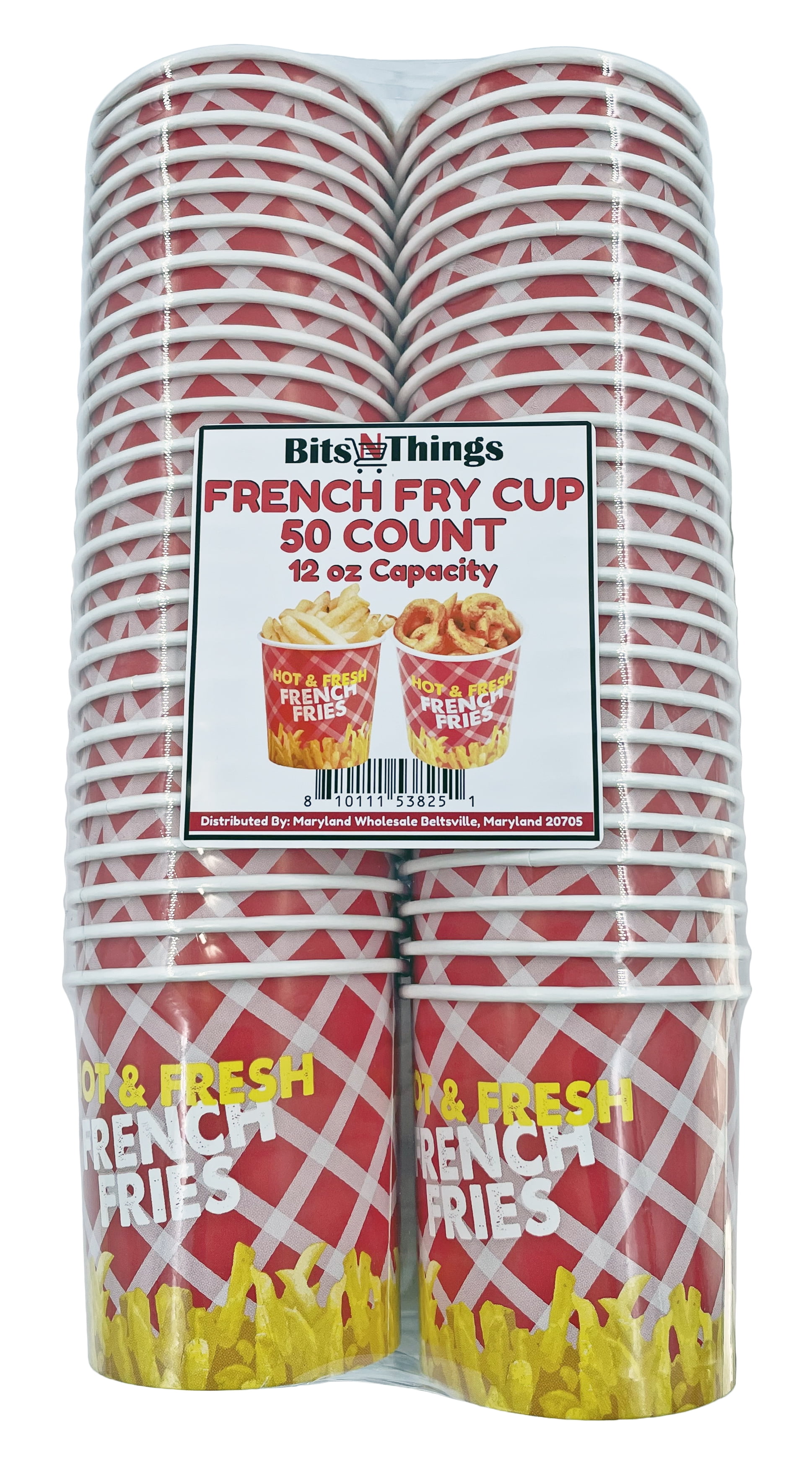 Bits N Things Disposable Paper French Fry Cup (Red) | 50 Count | (12 oz ...