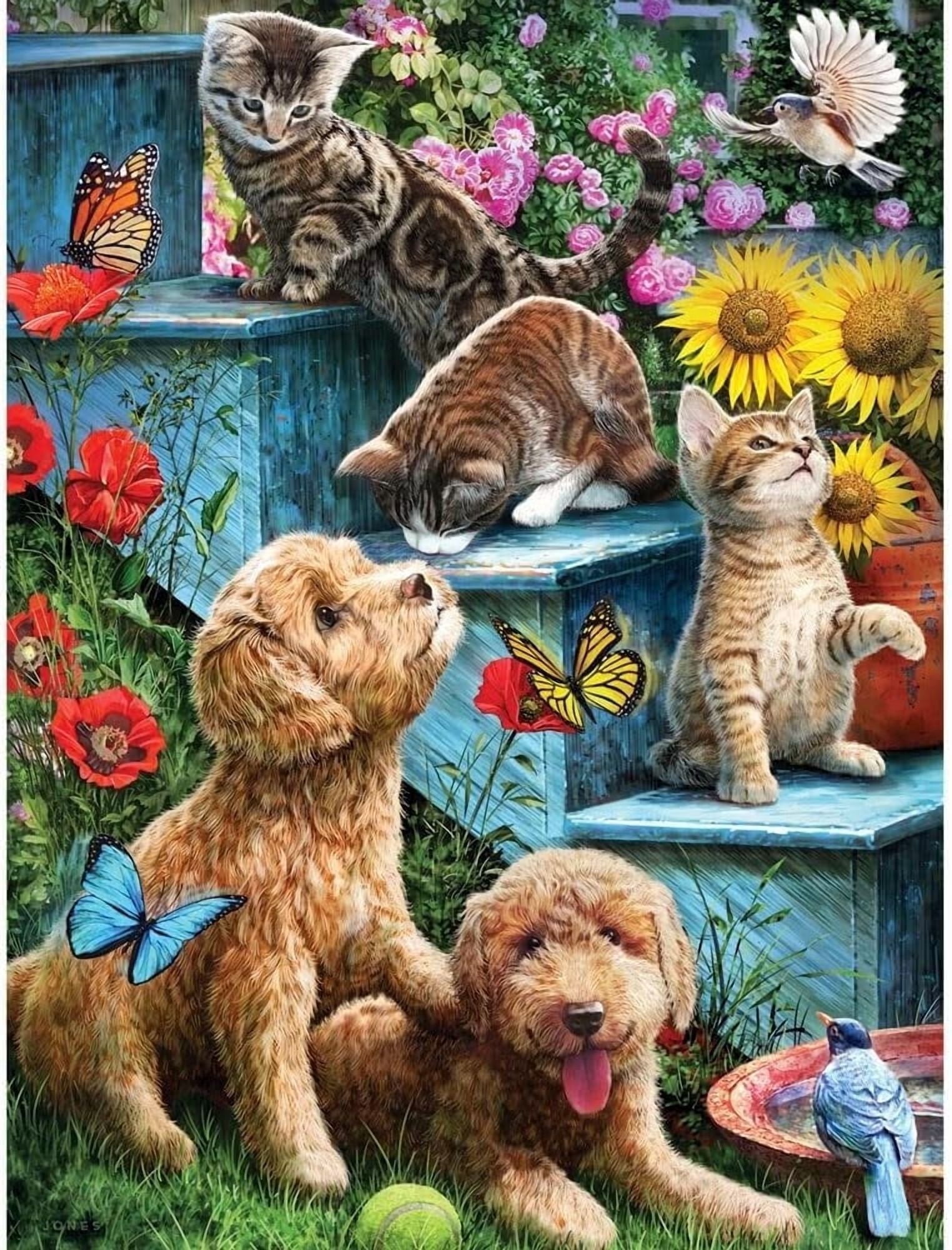 Bits & Pieces 300‑Pc Pups & Kittens on the Steps Puzzle, 18×24 ...
