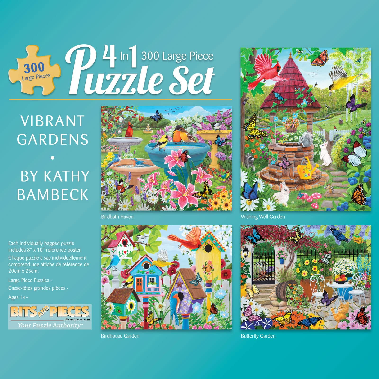Bits and Pieces 4-in-1 Multi-Pack 300 Piece Jigsaw Puzzles Set Bundle ...