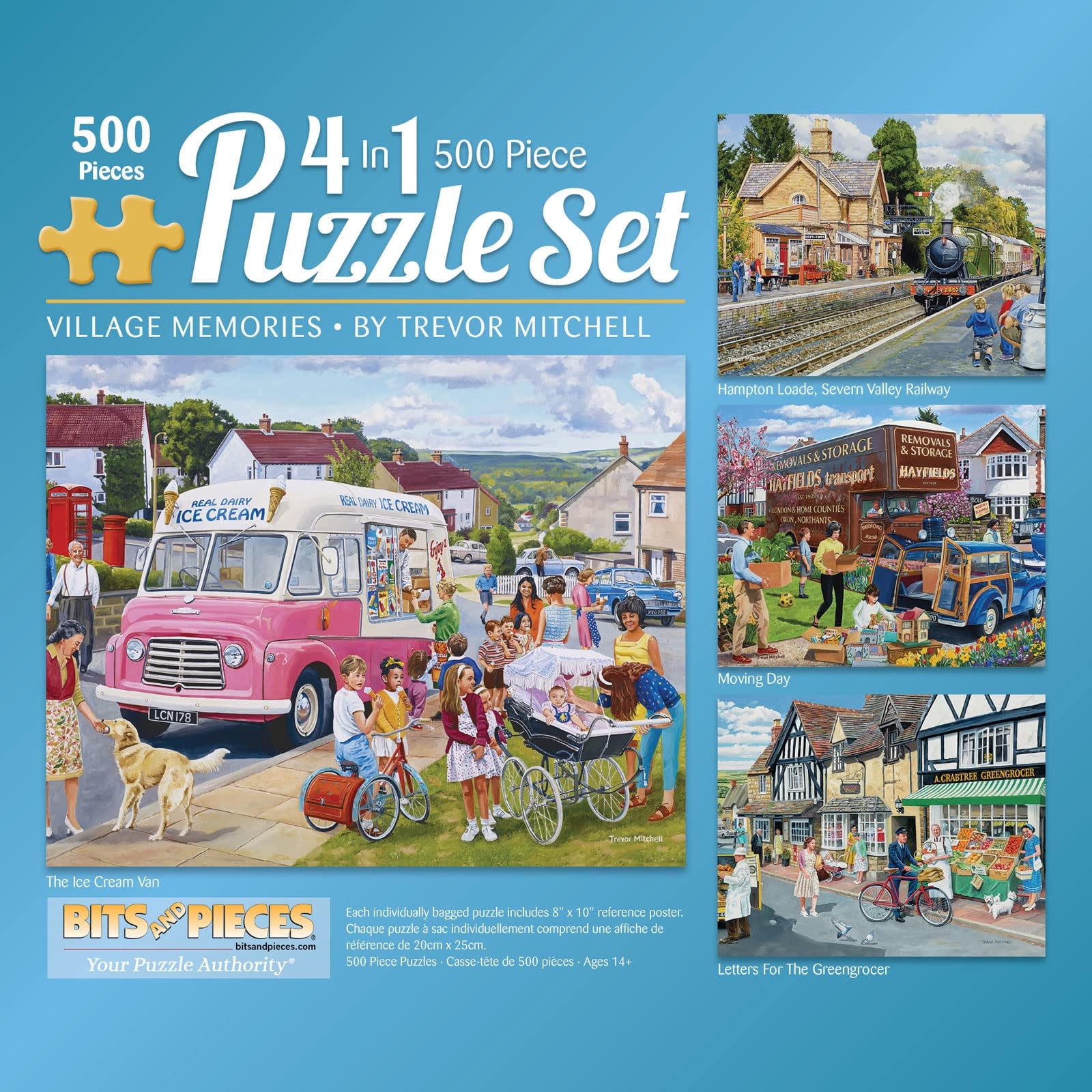 500 Piece Jigsaw Puzzle Set of 4 Town Collection by Trevor Mitchell 16”x20” - Walmart.com