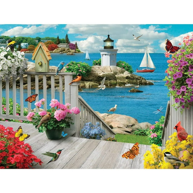 Bits and Pieces 500 Piece Jigsaw Puzzle Seacoast Serenity Ocean Boat ...