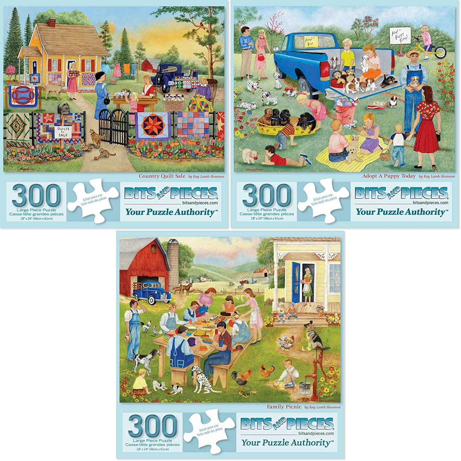 Bits and Pieces - Value Set of Three (3) 300 Piece Jigsaw Puzzles for ...