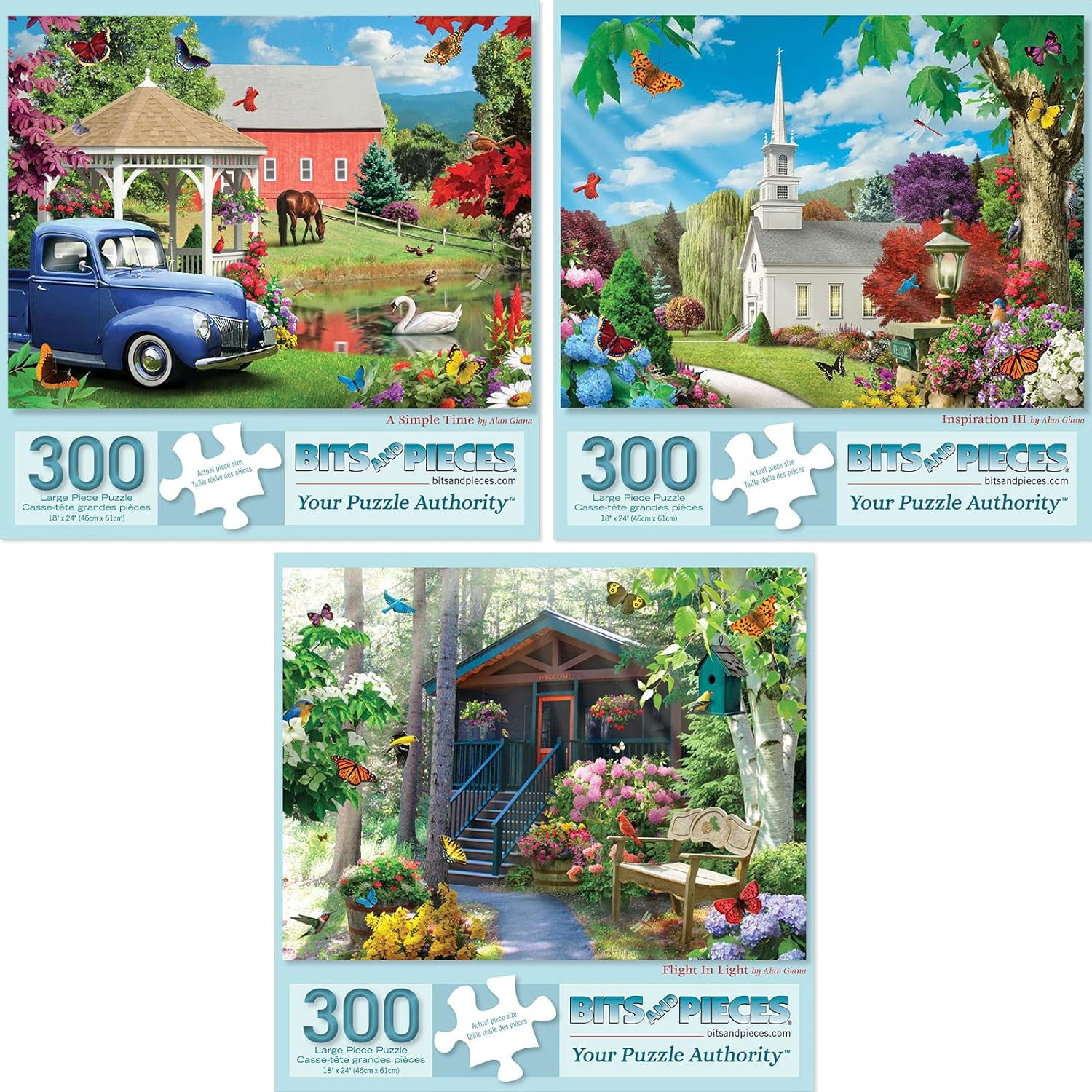 Bits and Pieces - Value Set of Three (3) 300 Piece Jigsaw Puzzles for ...