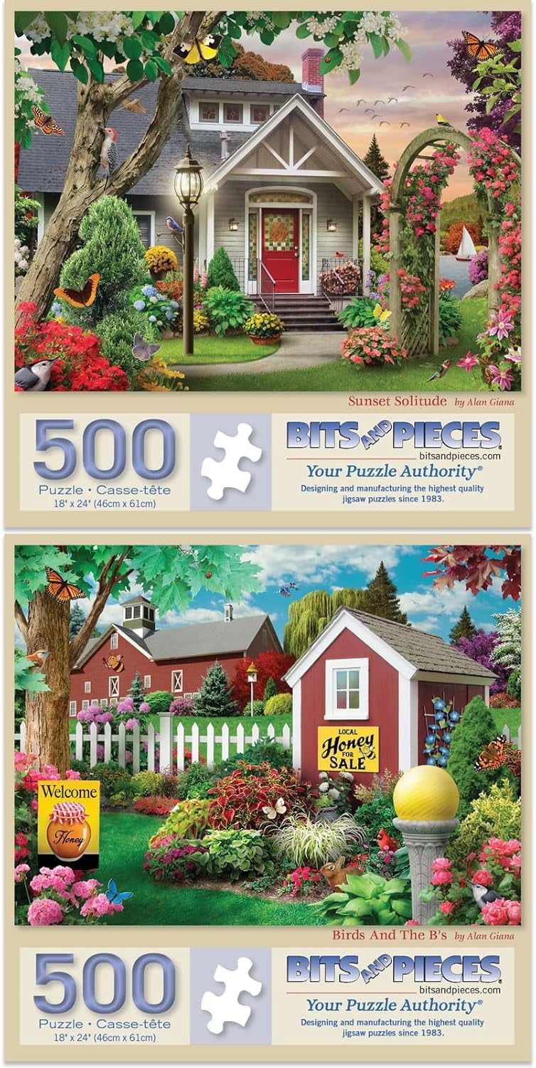 Bits and Pieces 2-Pack 500 Piece Farmhouse Nature Puzzles by Alan Giana ...