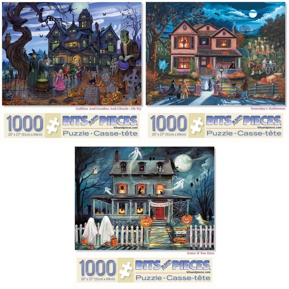 Bits and Pieces – 3 Different 1000 Piece Halloween Puzzles – 20" x 27 ...