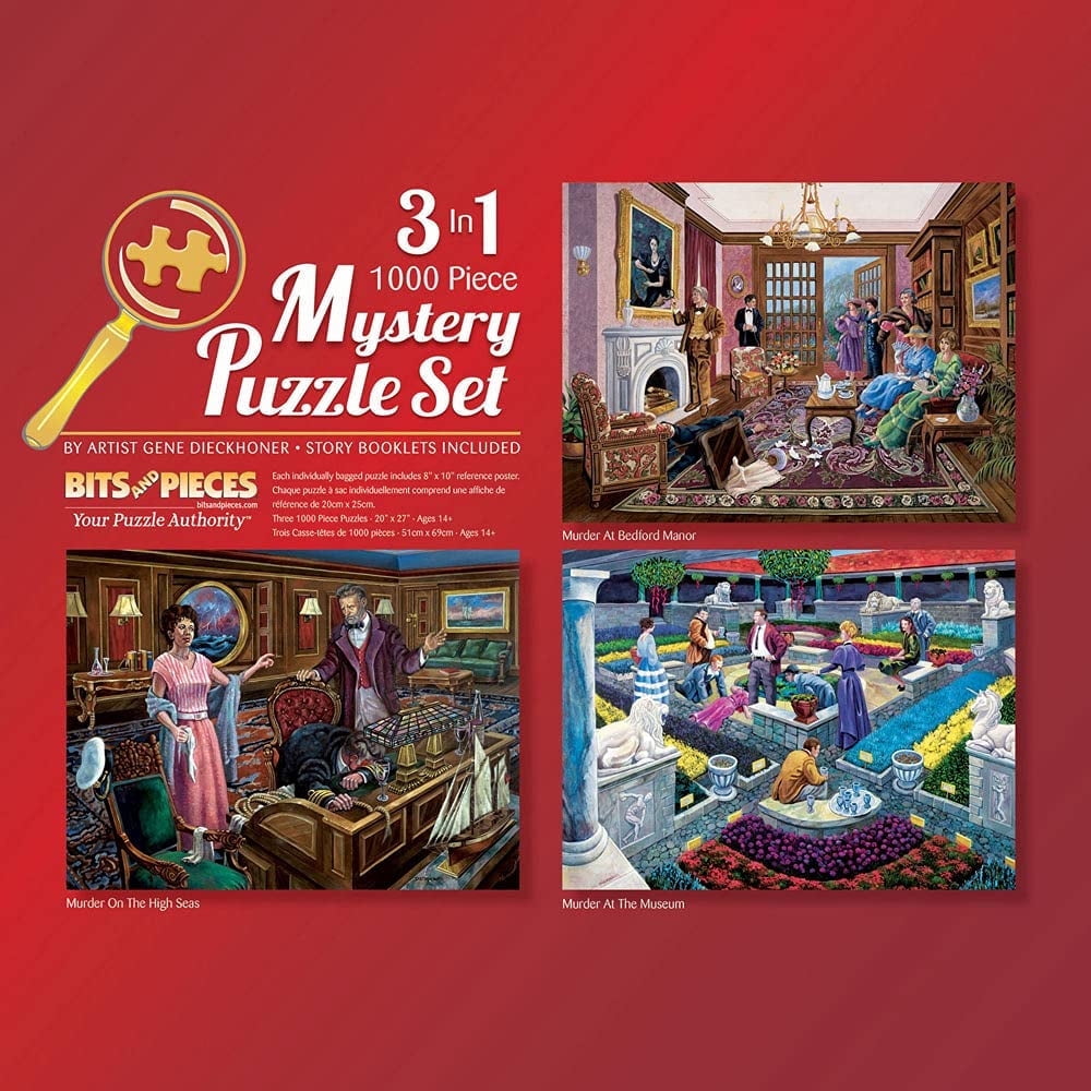 Bits & Pieces 3-in-1 1000-Pc Mystery Puzzle Set by Gene Dieckhoner, 20× ...