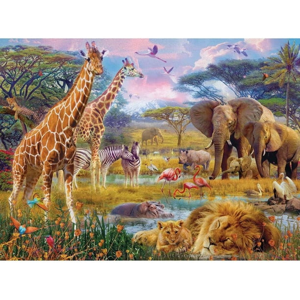 Bits and Pieces 300 Piece Jigsaw Puzzle Savannah Animals African Jungle ...