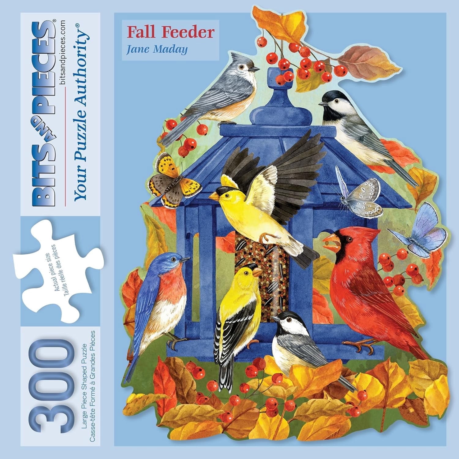 Bits and Pieces Fall Feeder Large Piece Shaped Birds Jigsaw Puzzle 300 ...