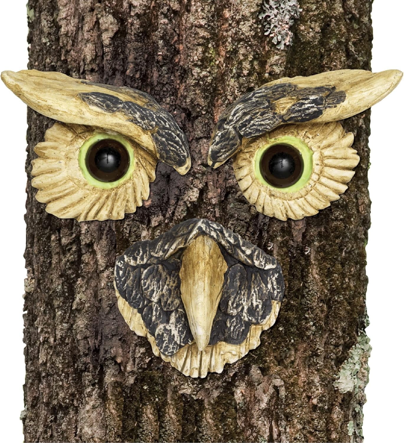 Bits and Pieces Resin Owl Face Tree Hugger - Decorative Lawn Ornament ...