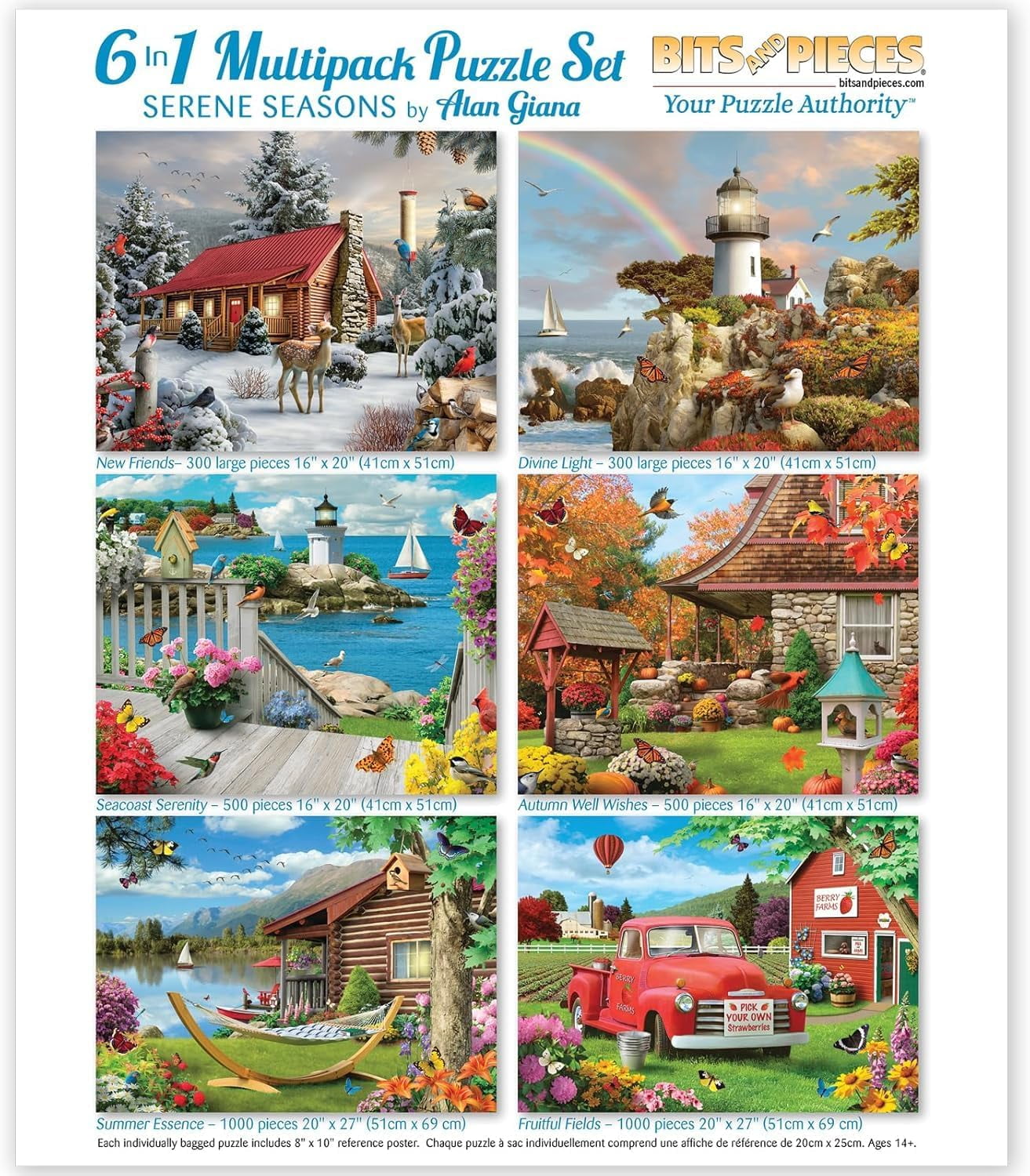 Bits and Pieces Serene Seasons 6-in-1 Puzzle Set, 300, 500, 1000 pcs ...