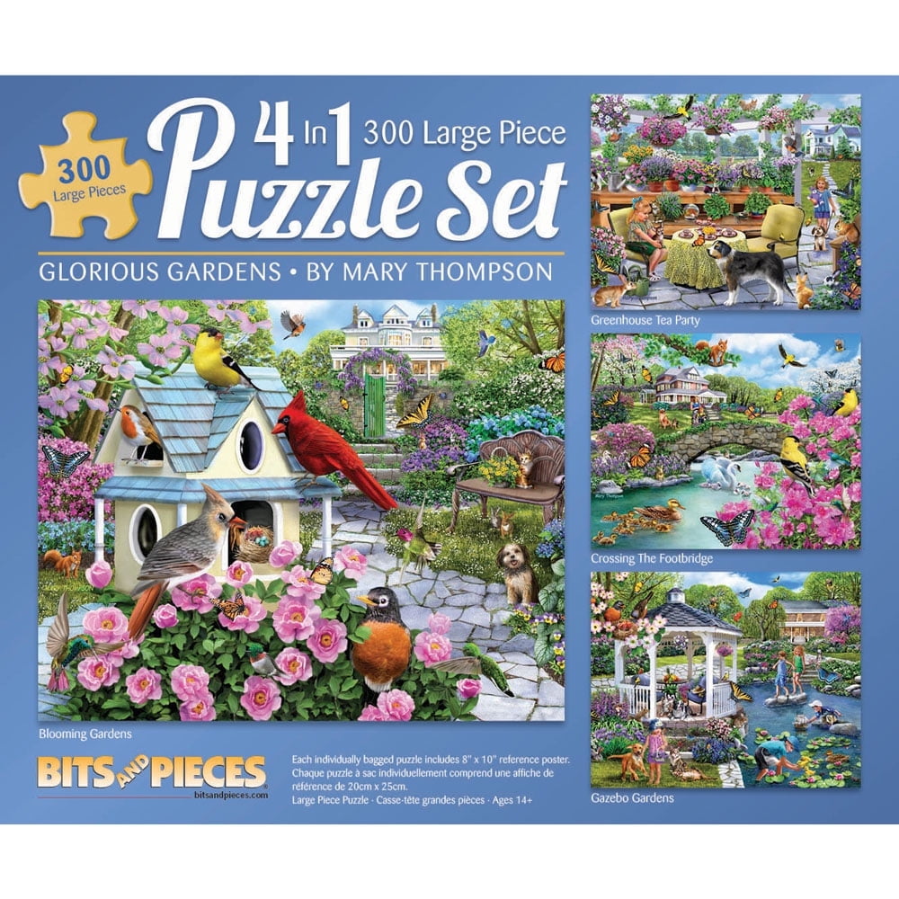 Bits and Pieces - 4-in-1 Glorious Gardens 300-piece Jigsaw Puzzles by ...