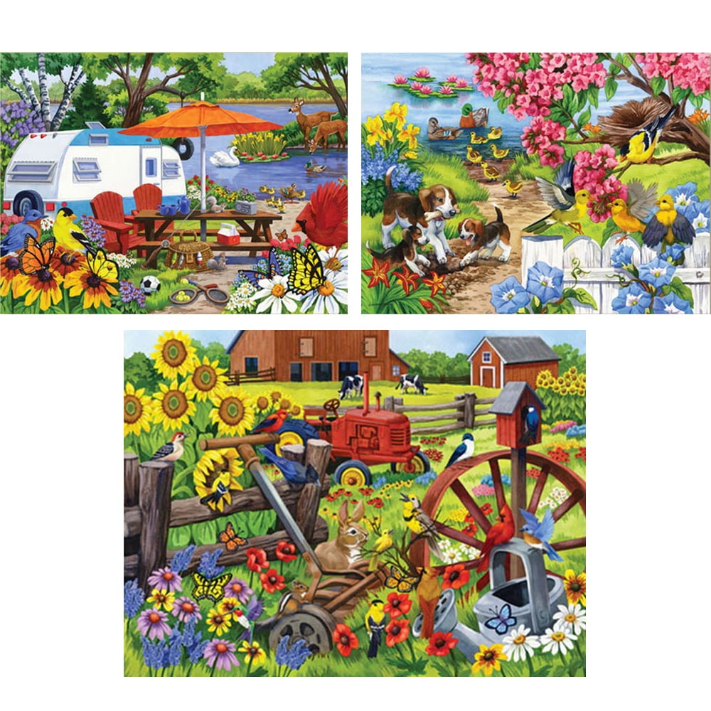 Bits and Pieces Set Of Three (3) 500 Piece Farm Animal Jigsaw Puzzles ...