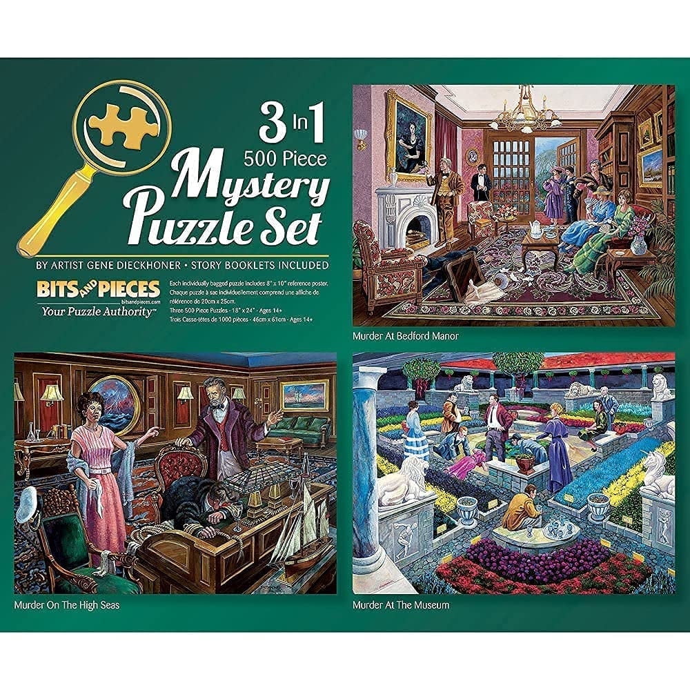 Bits and Pieces Set of 3 500 Piece Jigsaw Puzzles for Adults Mystery by ...