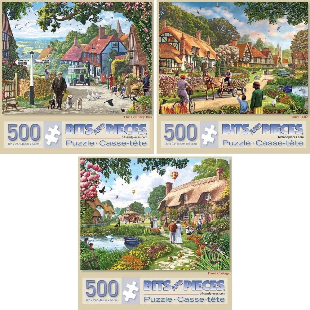 Bits and Pieces Set of 3 500 Pieces Jigsaw Puzzles for Adults ...