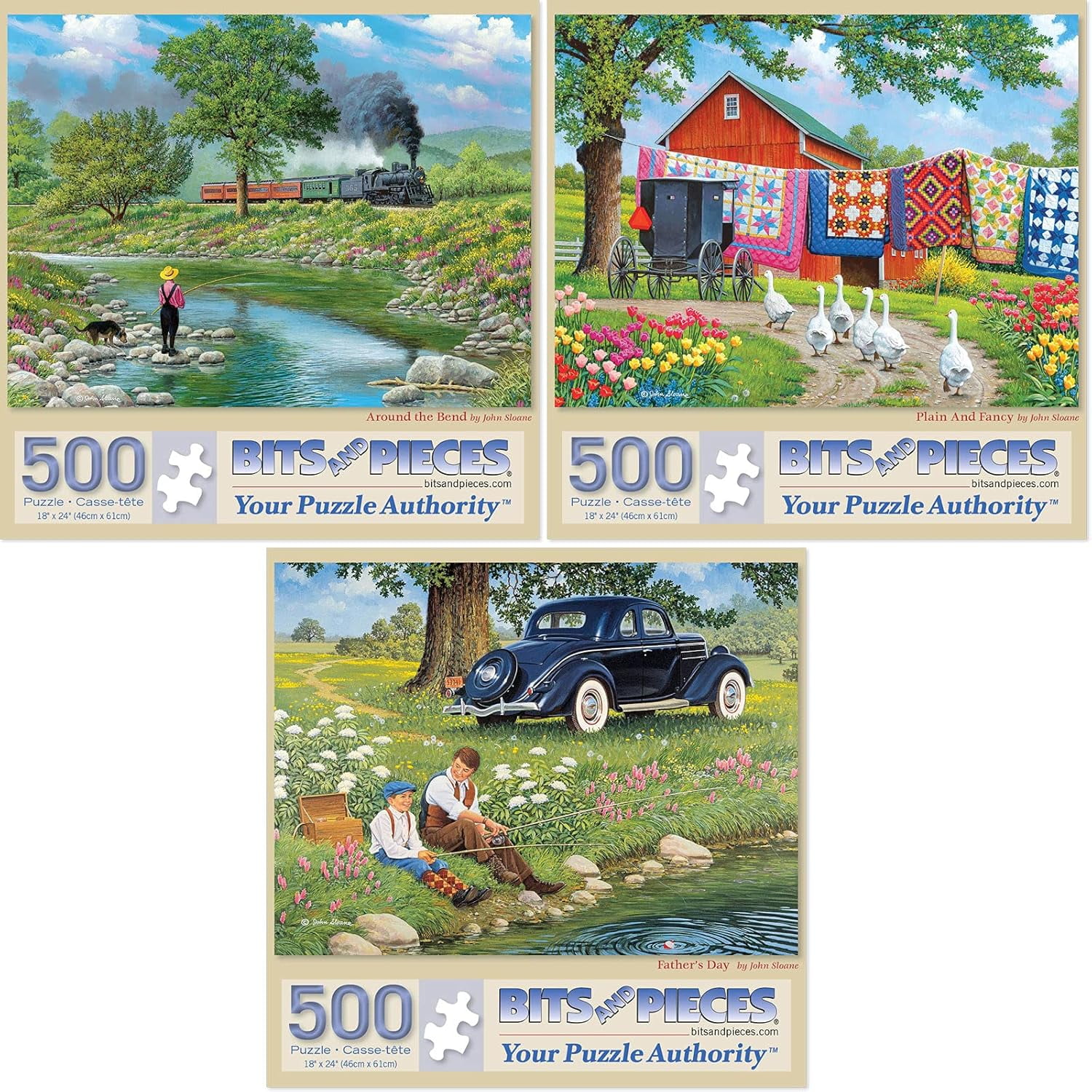 Bits And Pieces, Jigsaw Puzzles, 3pk of 500 Piece Sets 18"x24" Each ...