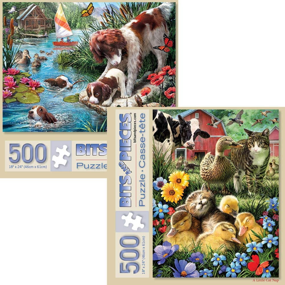 "Bits and Pieces Set of Two 500 Piece Jigsaw Puzzles by Larry Jones ...