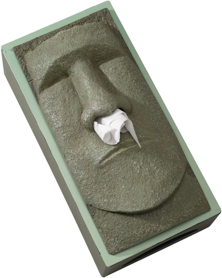 Stone Face Tissue Box Cover – Polyresin Gag Gift Tissue Holder, 10¼ ...