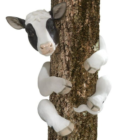 Bits and Pieces Tree Hugger Cow Garden Peeker Polyresin Outdoor Tree ...