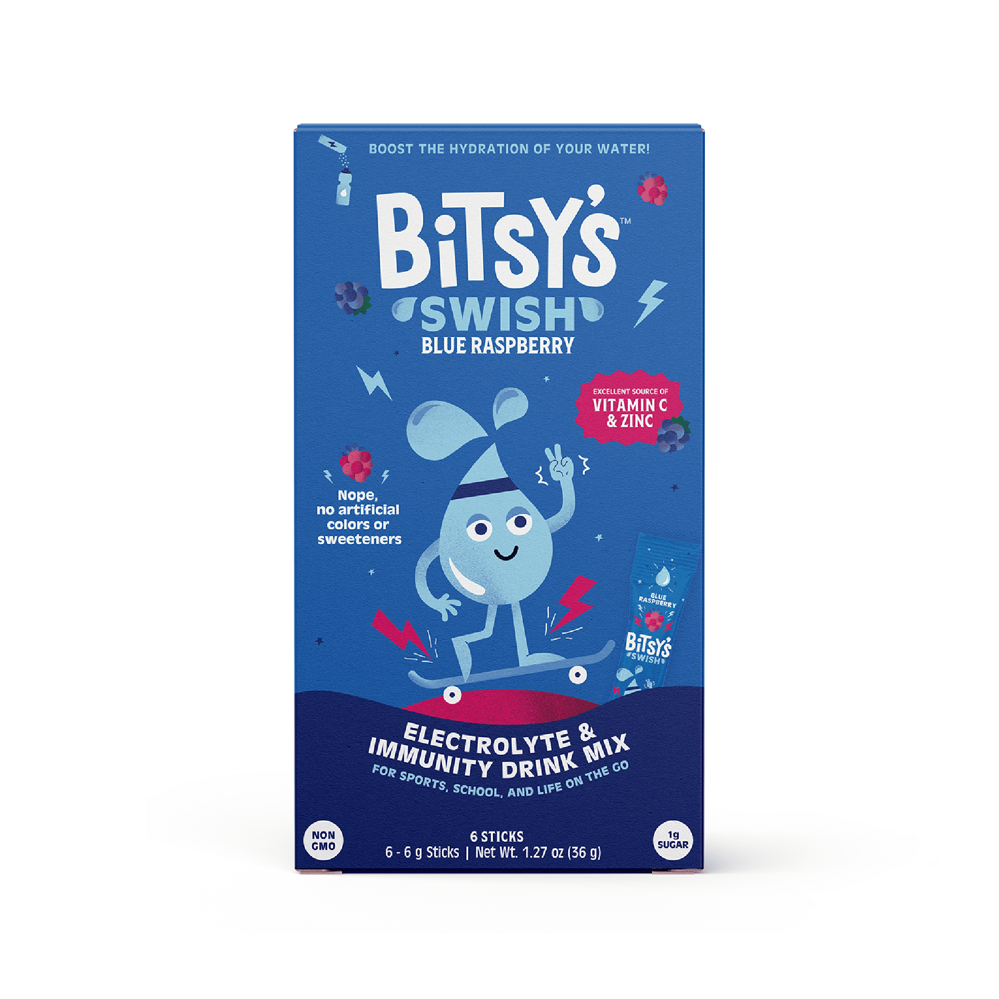 Bitsy's Swish Blue Raspberry Electrolyte and Immunity Sports Drink Mix ...
