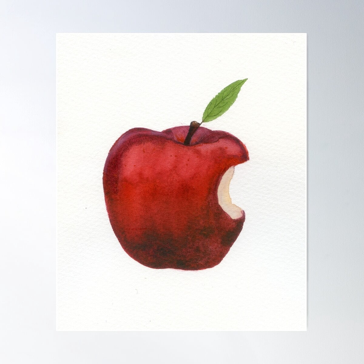 Bitten Apple: Watercolor Painting Poster Wall Art, Modern Wall Decor ...