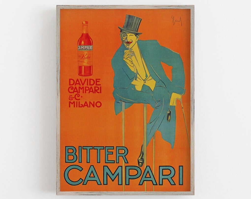 Bitter Campari Print, Beverage Print, Bar Decor Print, Antique ...
