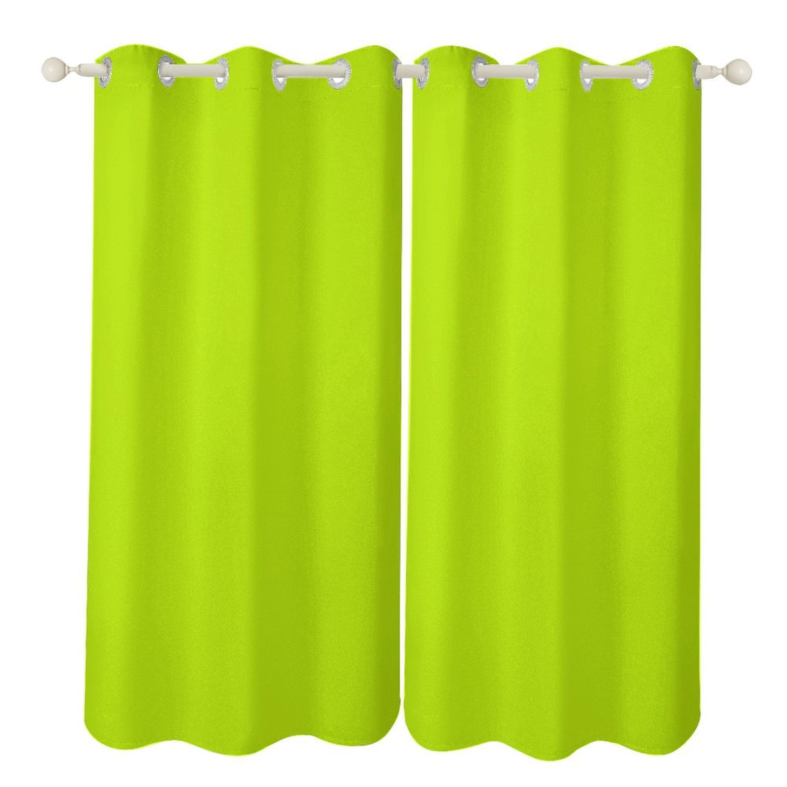 Bitter Lime Neon Green Yellow Solid Color 2 Panels Blackout Curtains ...