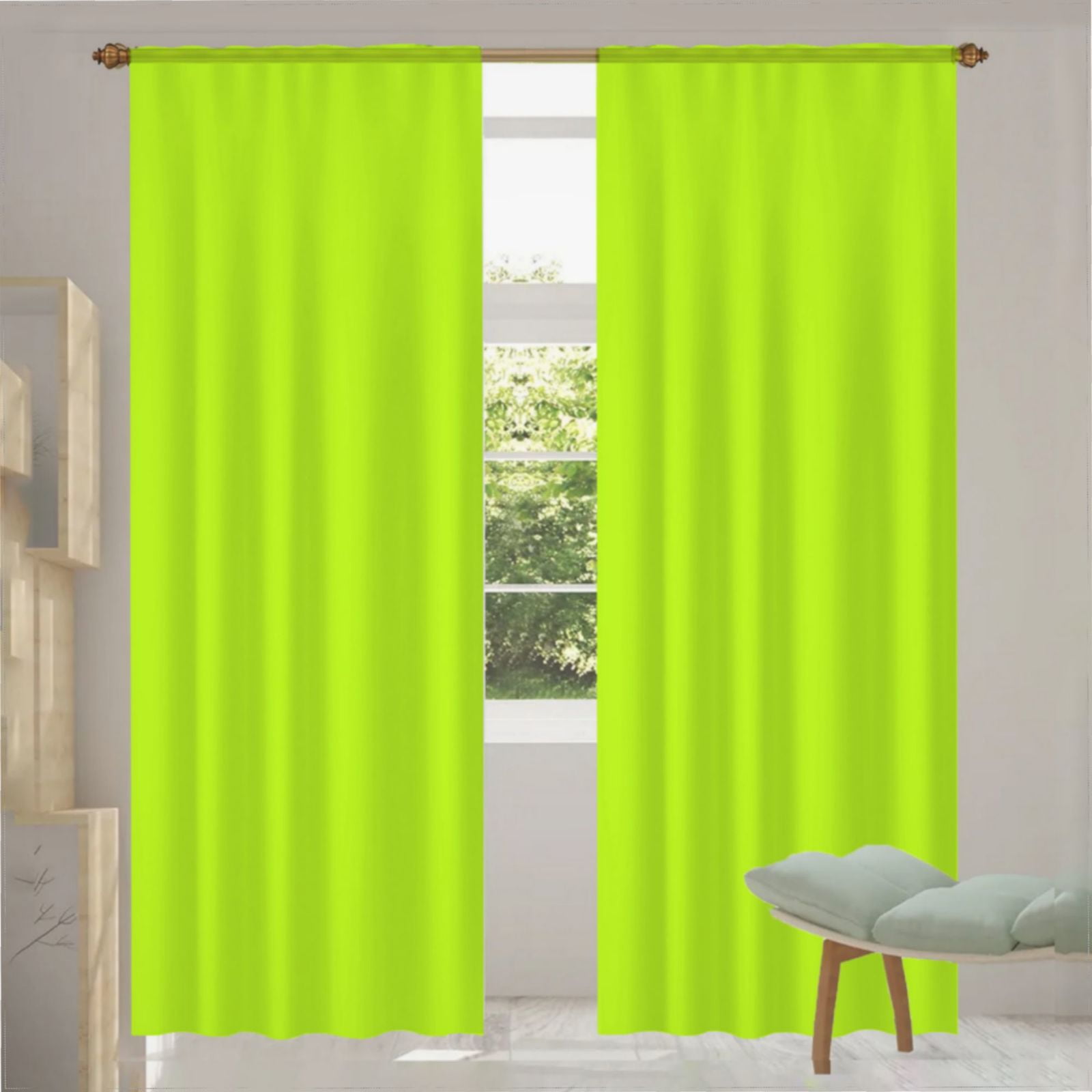 Bitter Lime Neon Green Yellow Solid Color Curtain For Living Room ...