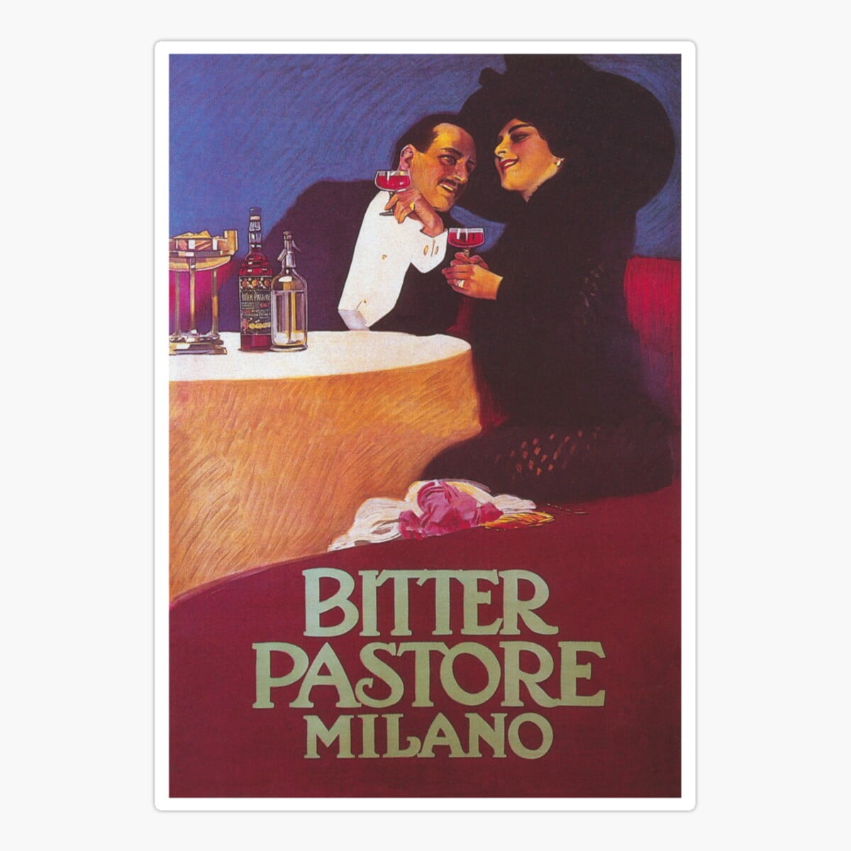 Bitter Pastore Milano Vintage Beverage Poster Er, Phone Decal Water ...