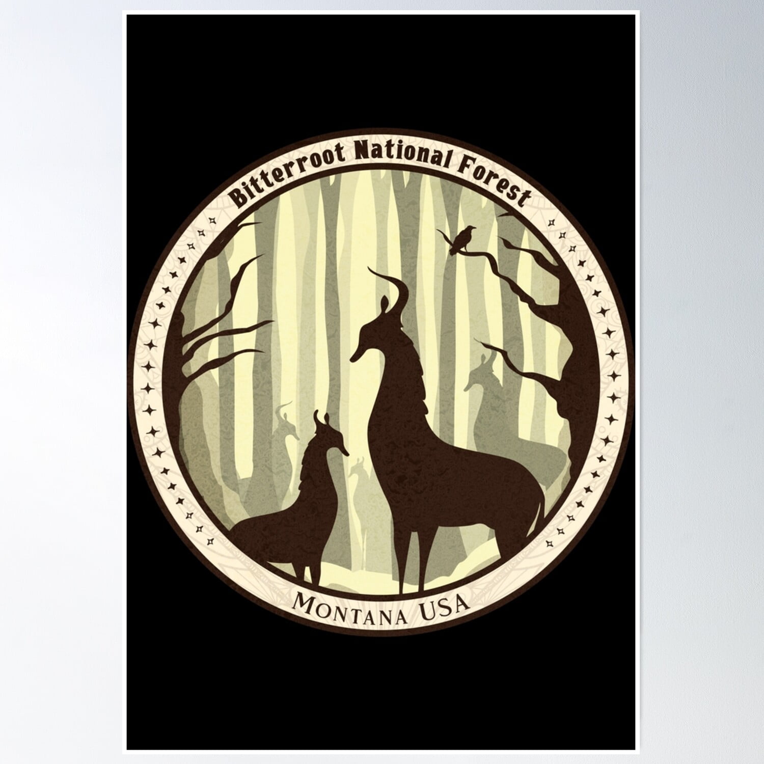 Bitterroot National Forest Mystical Deer Poster Wall Art, Modern Wall ...