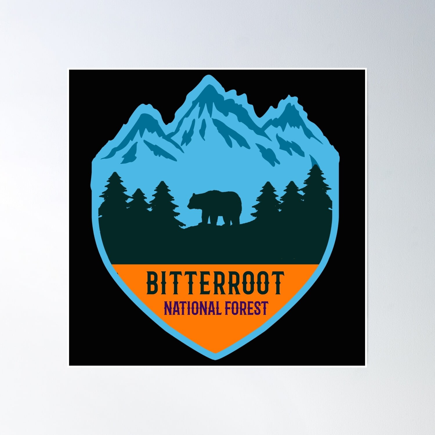 Bitterroot National Forest Poster Wall Art, Modern Wall Decor, 16x16 ...