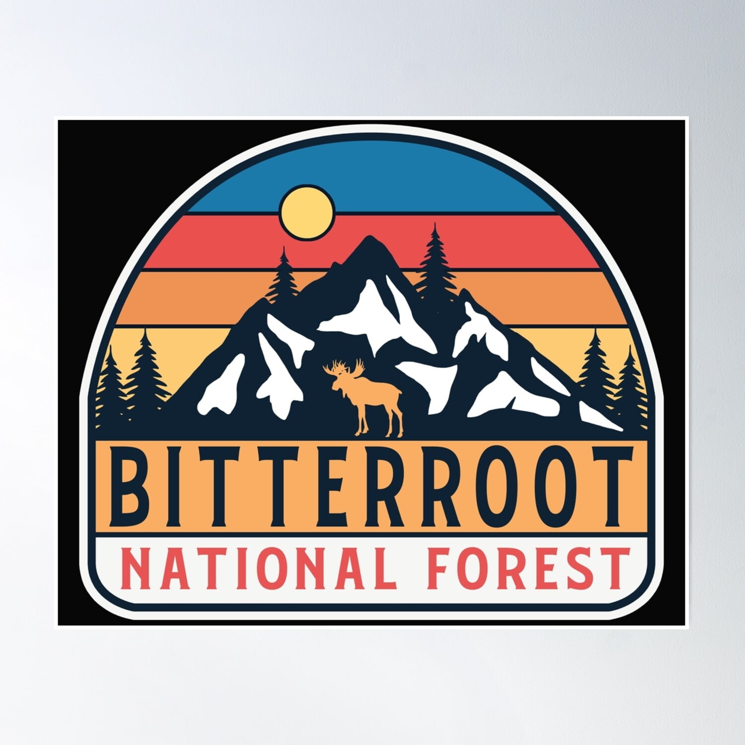 Bitterroot National Forest Poster Wall Art, Modern Wall Decor, 8x12 ...