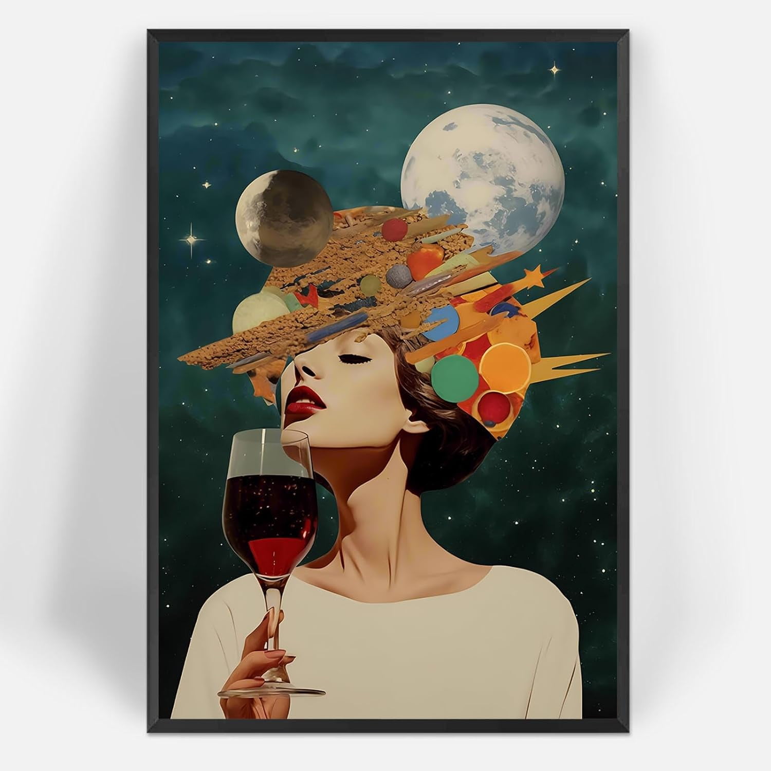 Bittiler Modern Music Inspired Surreal Wine Posters Alcohol Drinks Universe Stars Outer Space ...