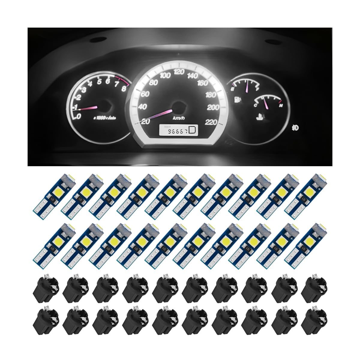 Bittwee T5 LED Lights for Car Dashboard, H2FSD20 Pcs 3030-3SMD LED Bulb ...