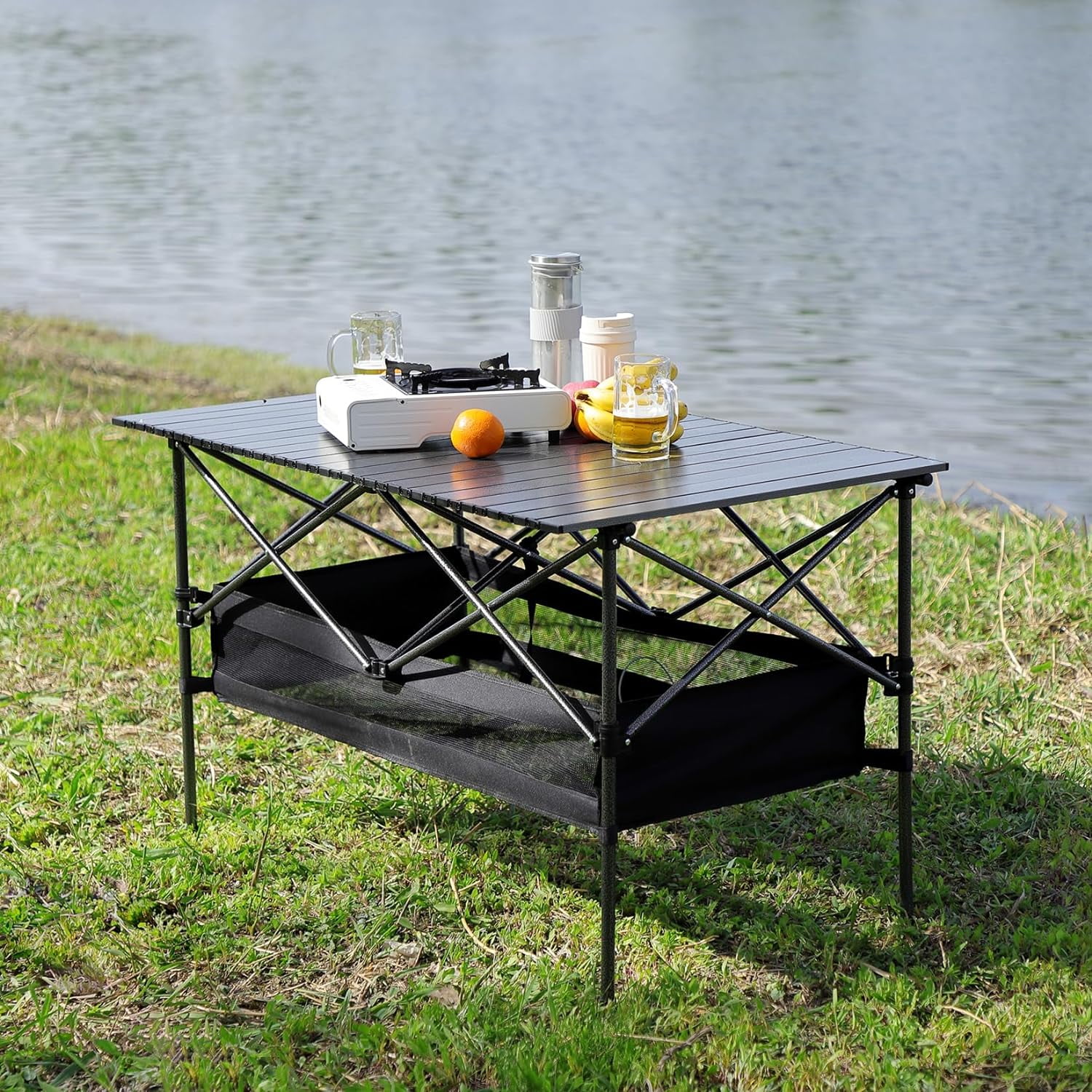 Bituman Folding Camping Table, Outdoor Folding Table with Carrying Bag, Lightweight Aluminum ...