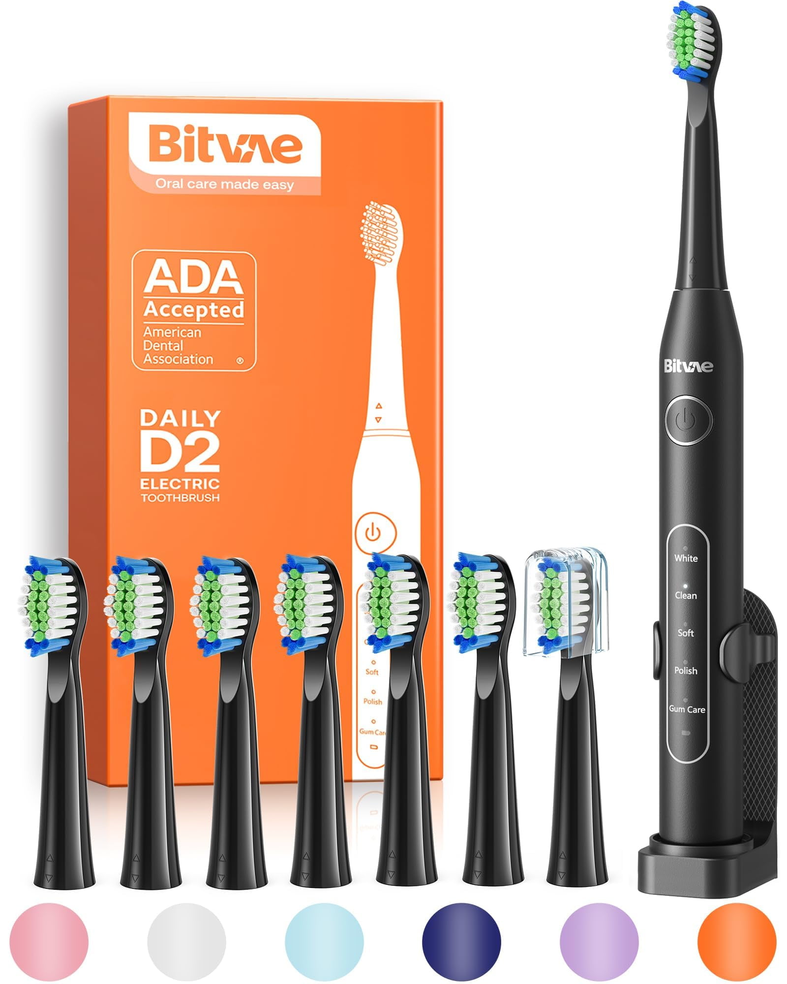 Bitvae Electric Toothbrush for STF9 Adults - Ultrasonic Electric Toothbrushes with 8 Brush Heads ...