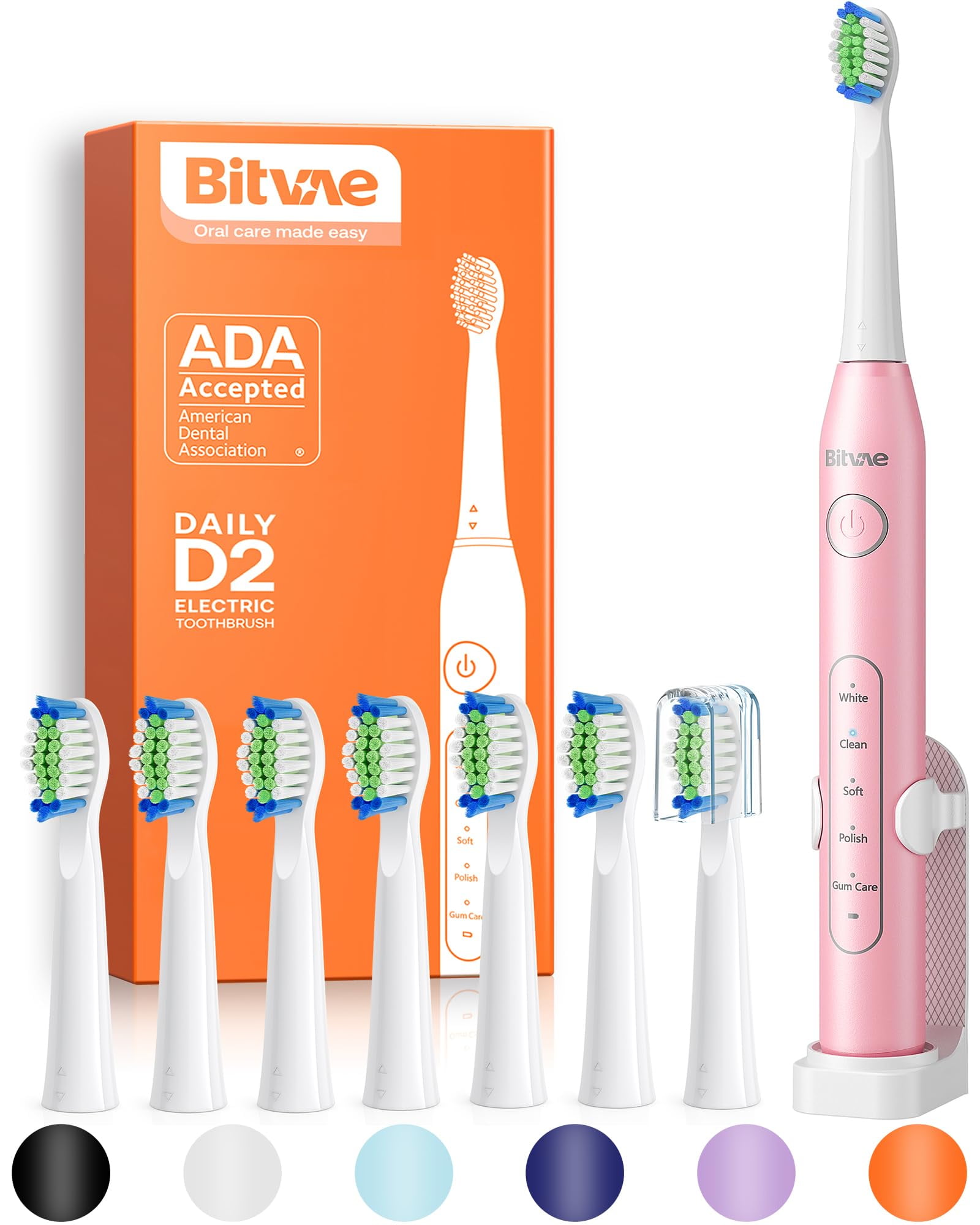 Bitvae Ultrasonic Electric Toothbrush - Rechargeable Sonic Electric Toothbrush for Adults and ...