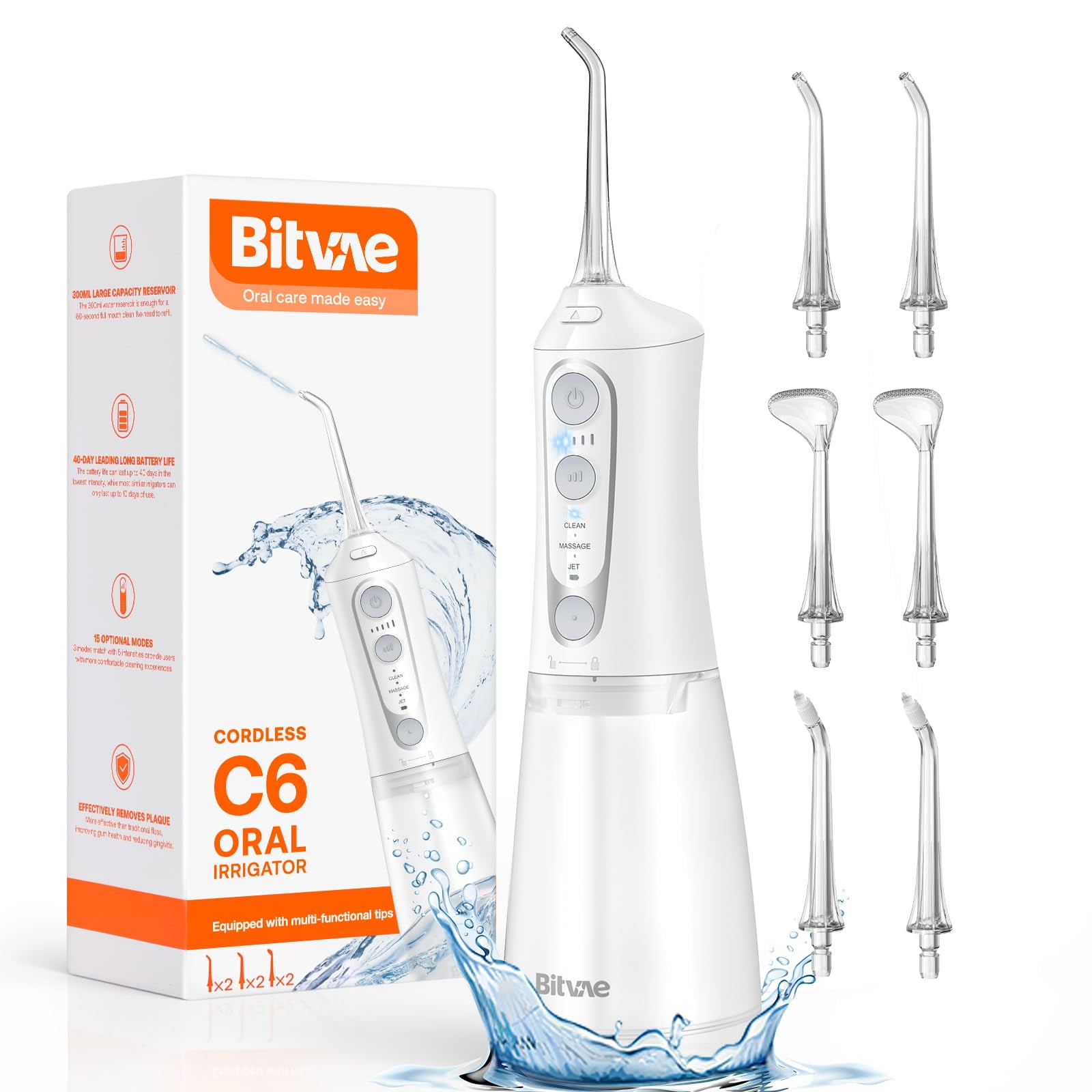 Bitvae Water Dental Flosser MMF7 Teeth Pick, Cordless Flosser for ...