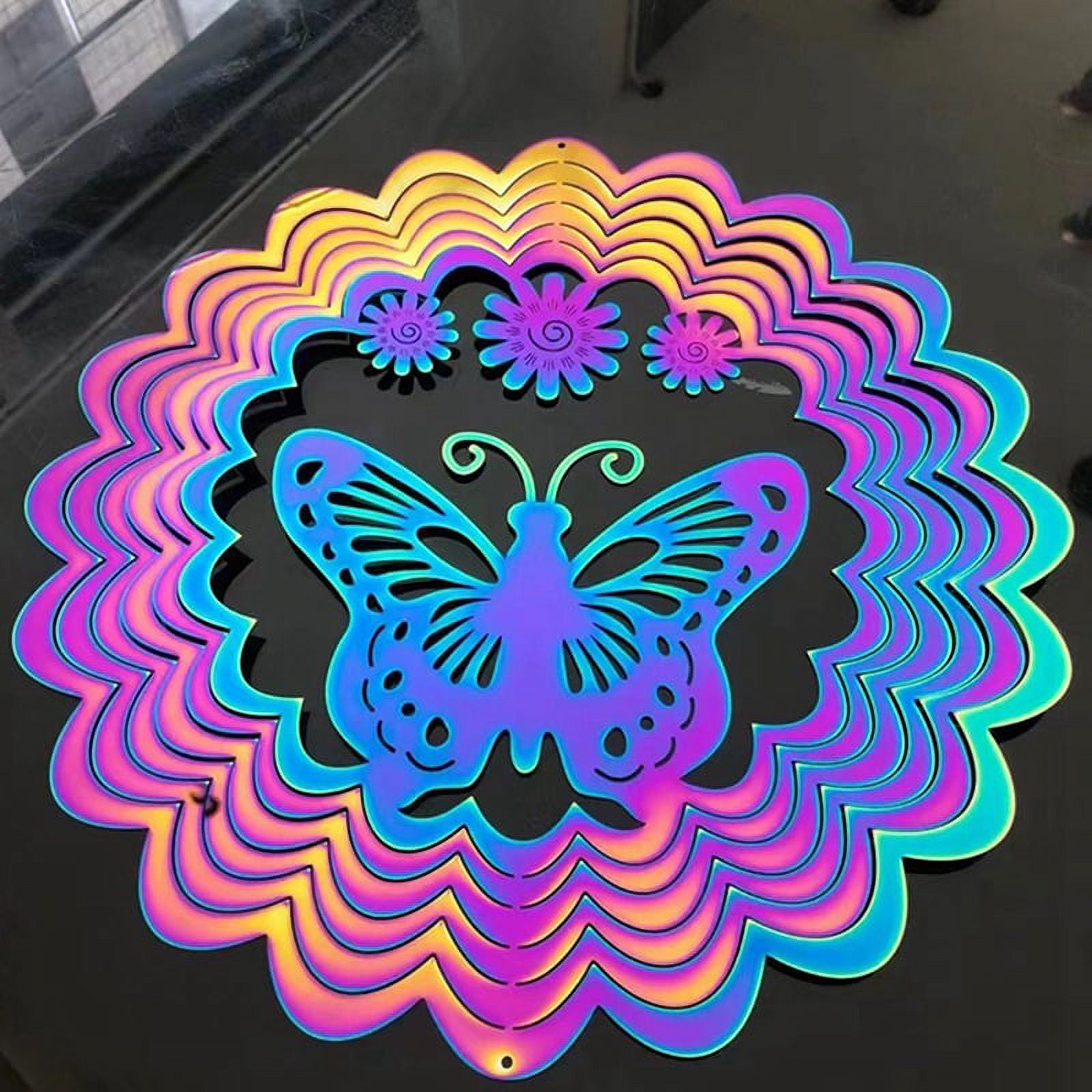 Butterfly Rotating Wind Spinner Garden Decoration Outdoor Wind Chimes ...