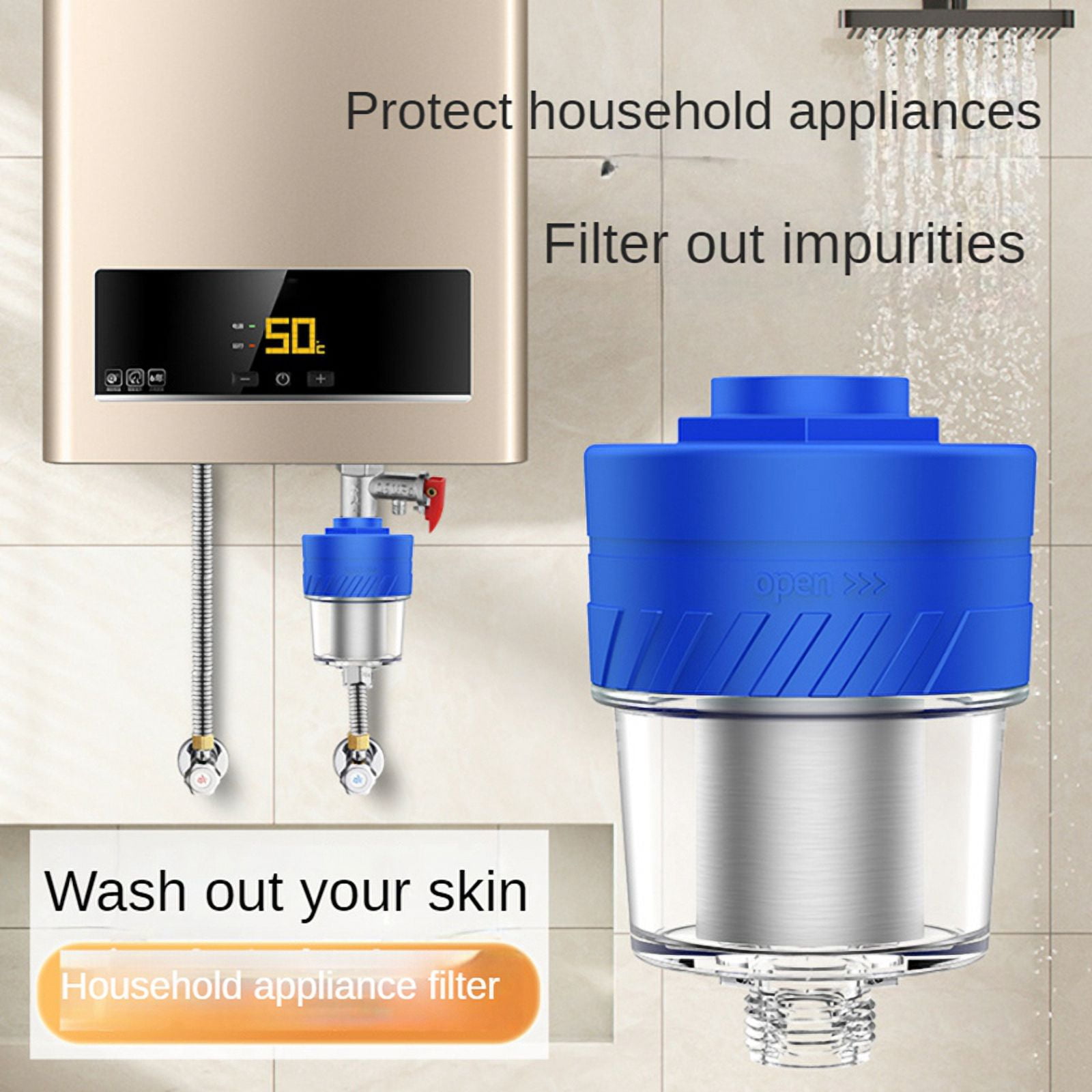 Water Heater Pre-Filter Bath Filter Water Purifier Pre-Water Purifier Household Shower Water ...