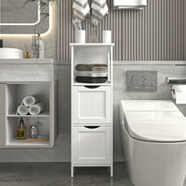 Costway Multifunction Bamboo Wooden Floor Cabinet Bathroom Storage Rack ...