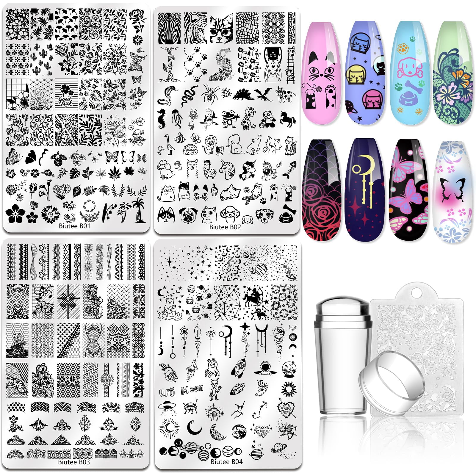 Biutee Nail Stamping Plate TMA2 Kit Nail Art Stamp Plate Jelly Stamper ...