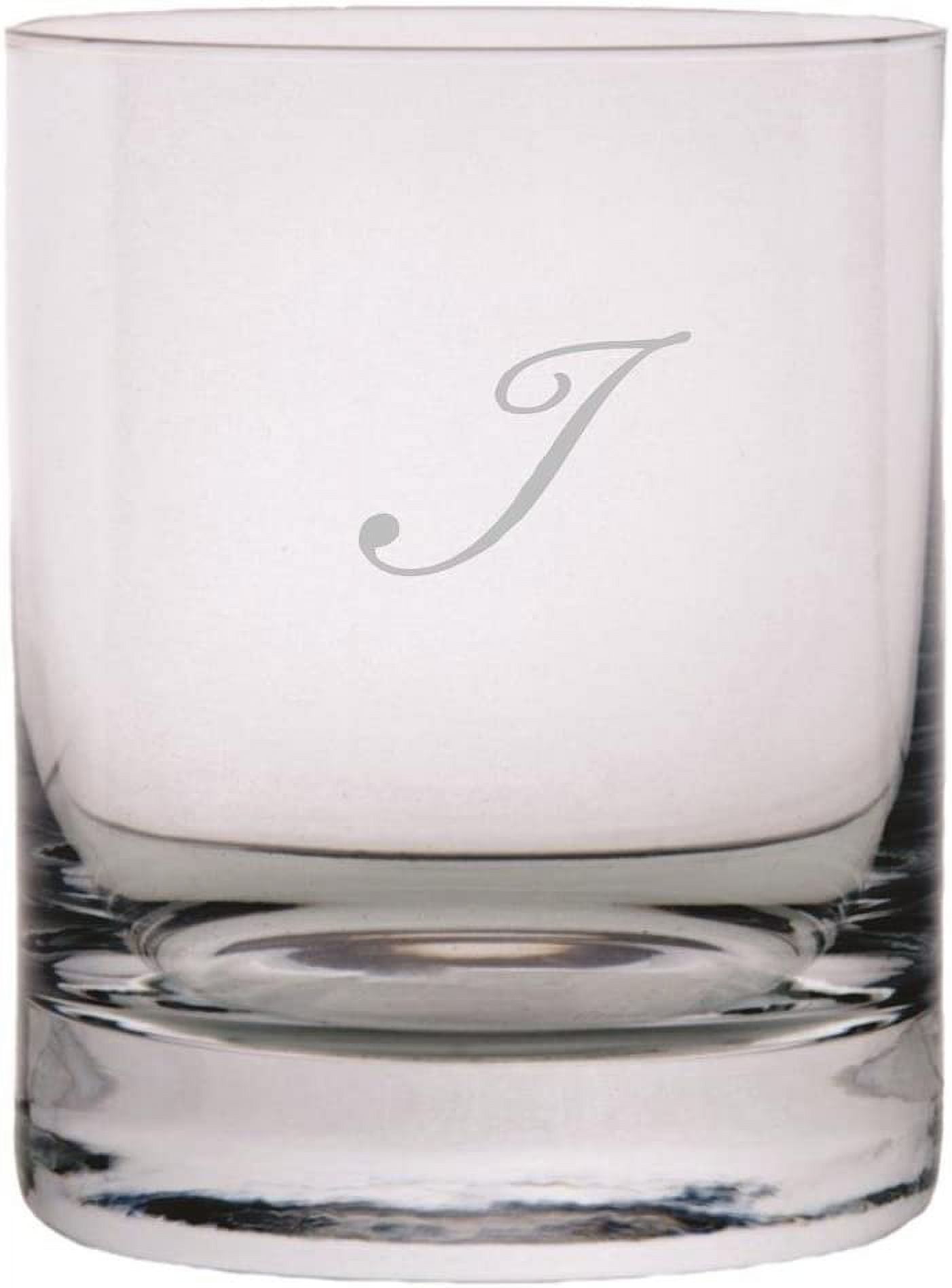 Bix Script Etched Monogram 11oz StolzleNew York Crystal Rocks Glass ...